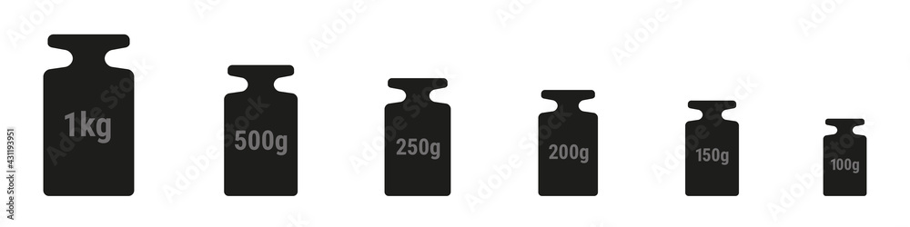 Balance scale calibration weights. Flat vector illustration isolated on ...