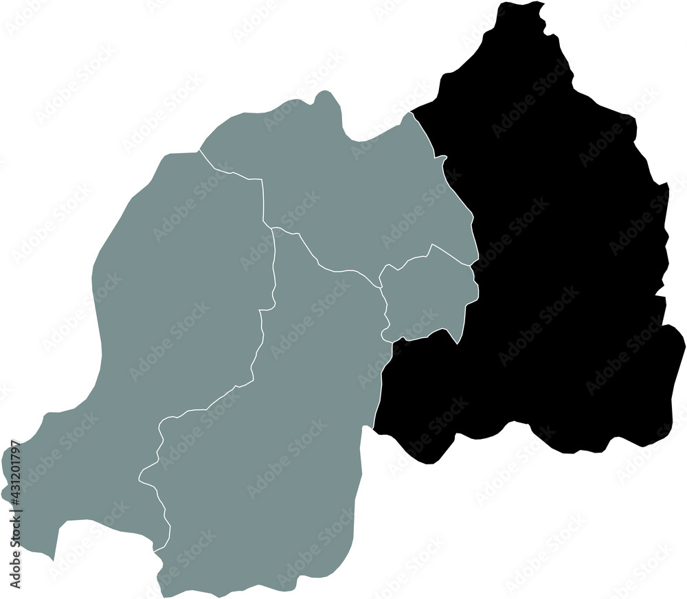 Black highlighted location map of the Rwandan Eastern province ...