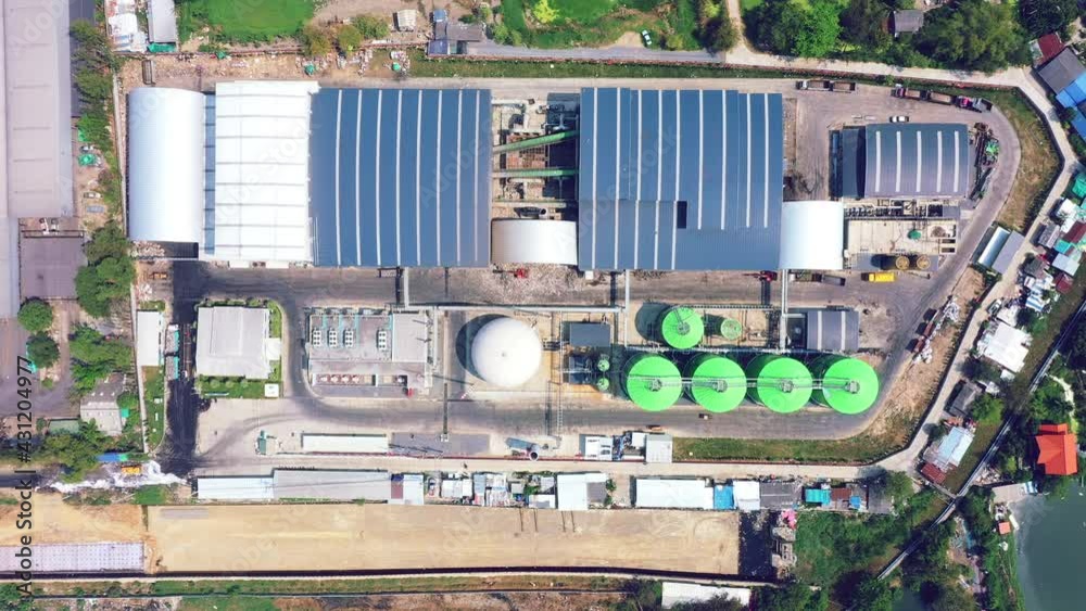 Aerial top view photo from flying drone of Power plant - Municipal ...