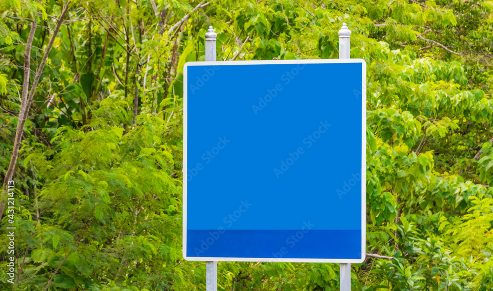 Blank empty blue typical Asian street road sign Phuket Thailand. Stock ...