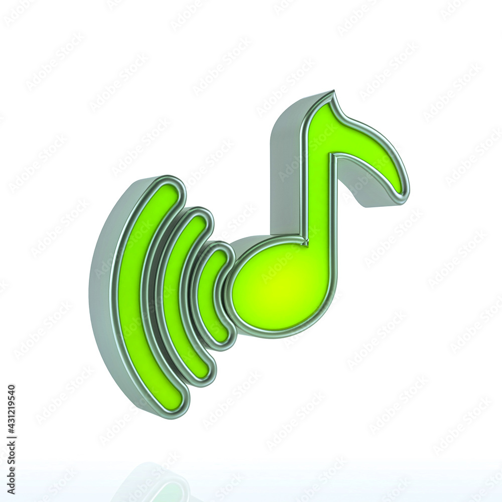 Green music note Button or Media control symbols on white background ...