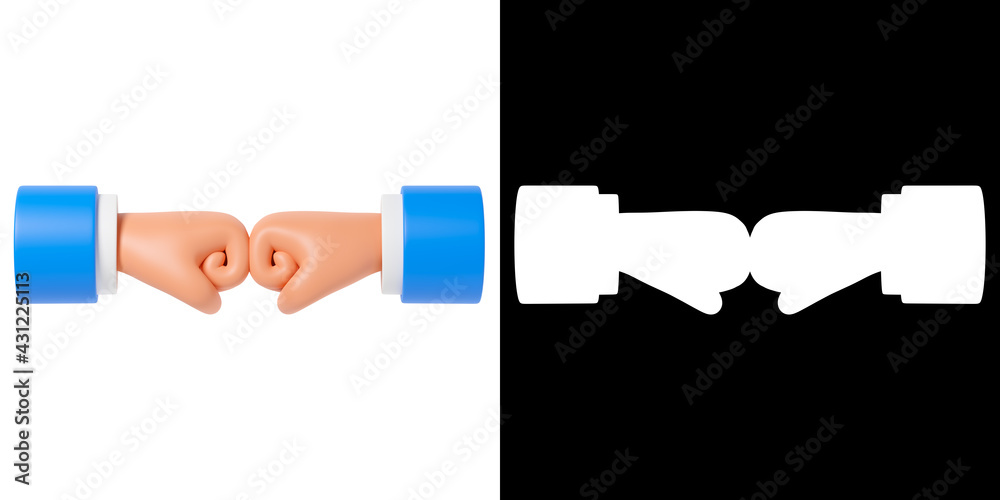 3d hands business handshake emoji on white background. Partnership and ...