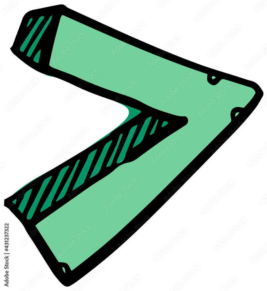 Math symbol greater than hand drawn color vector illustration Stock ...
