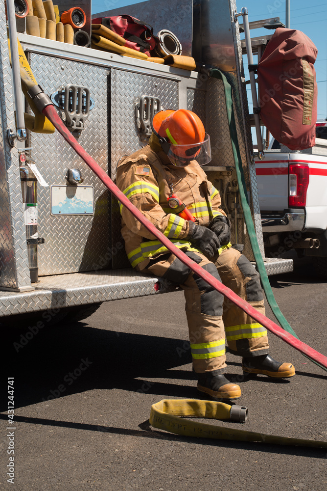 911, back of truck, boots, bunker gear, courage, dangerous, department ...