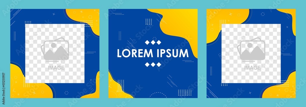 Set of editable modern square background template, modern social media ...