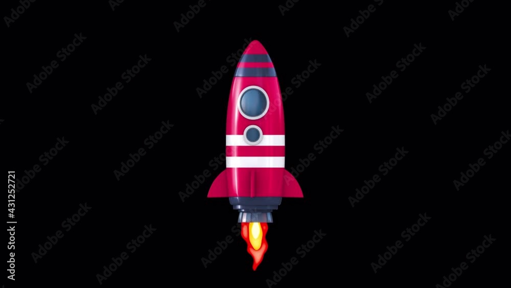 Cartoon Red Space Rocket. Funny animation on transparent background ...