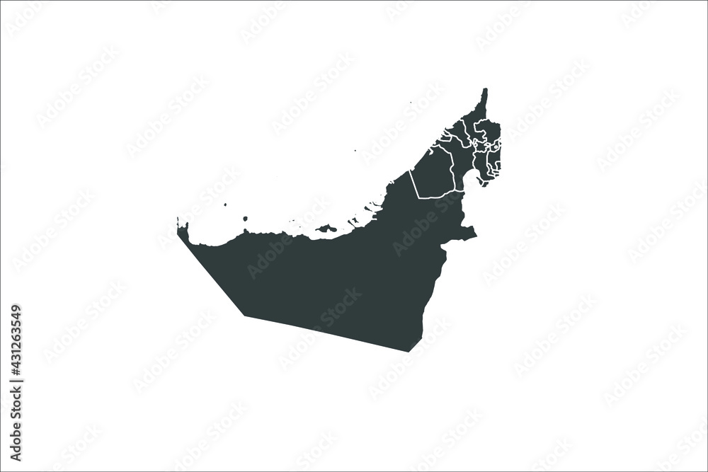 United Arab Emirates Map black Color on White Backgound Stock Vector ...