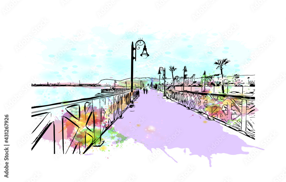 Building view with landmark of Ensenada is the city in Mexico ...