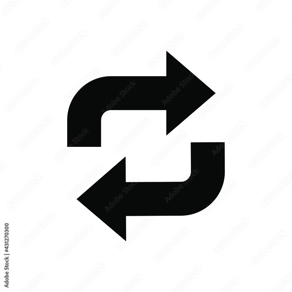 Flat icon of cyclic rotation, recycling recurrence, renewal and update ...