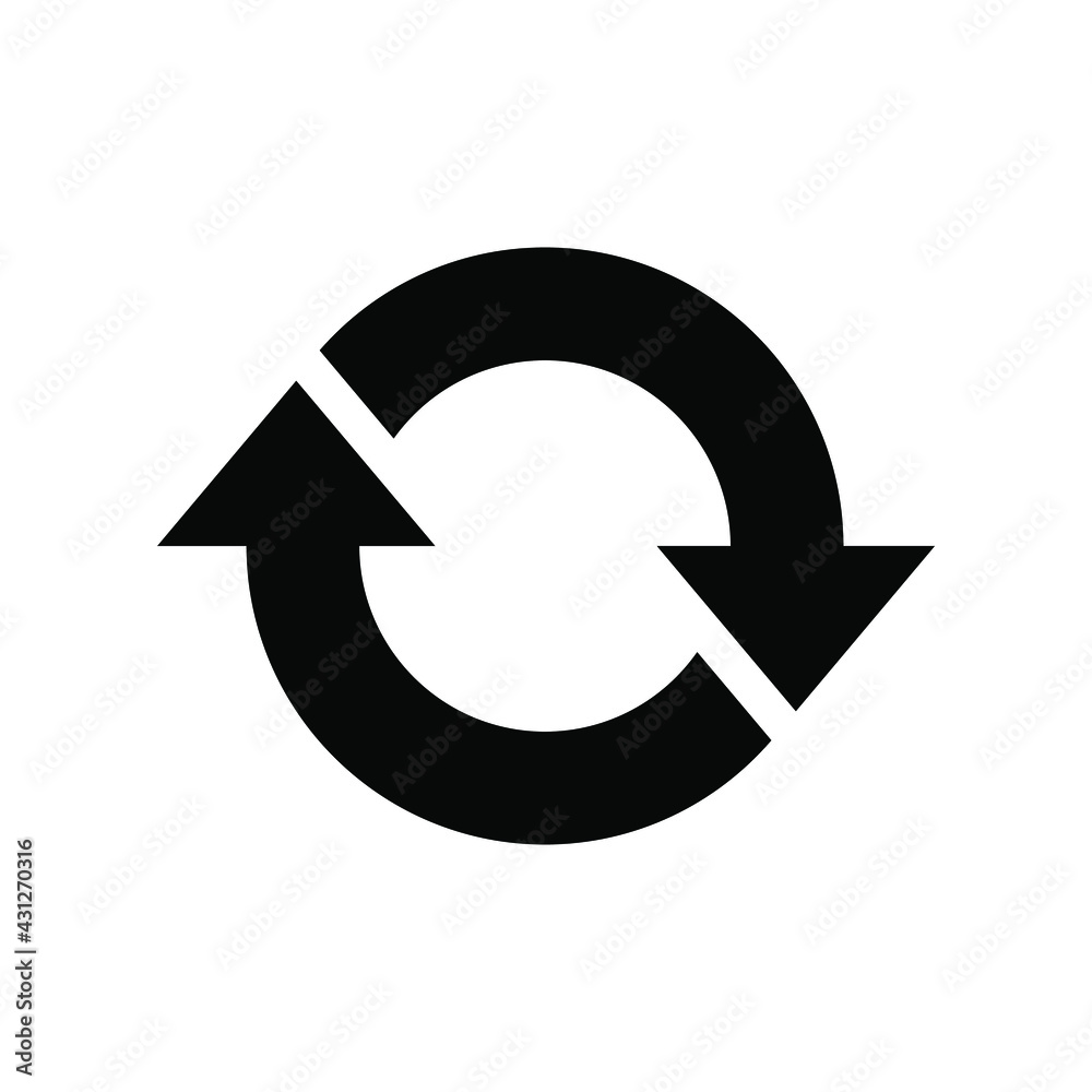Flat icon of cyclic rotation, recycling recurrence, renewal and update ...