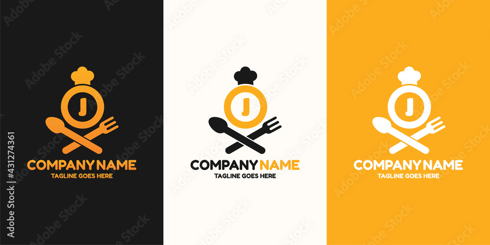 Initial letter J food Logo Design Template. Illustration vector graphic ...