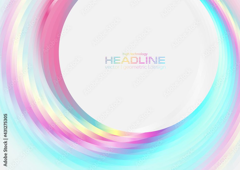 Holographic glossy circles geometric abstract tech background. Vector ...