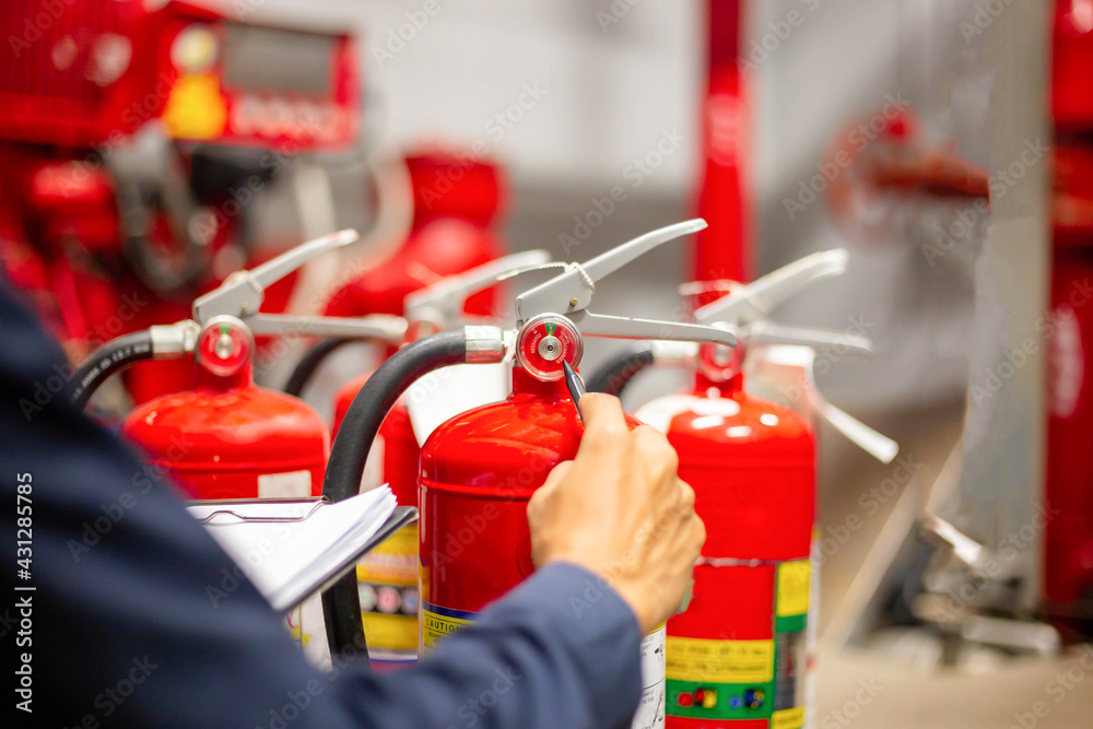 Engineer checking Industrial fire control system,Fire Alarm controller ...