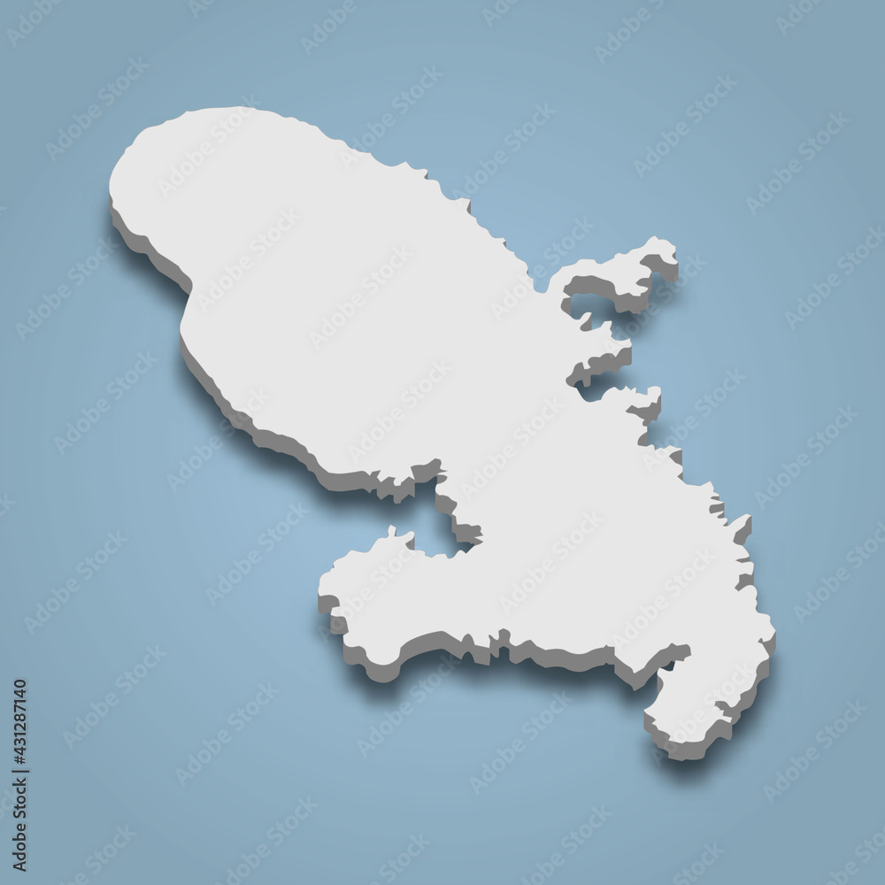 Póster 3d isometric map of Martinique is an island in Caribbean ...