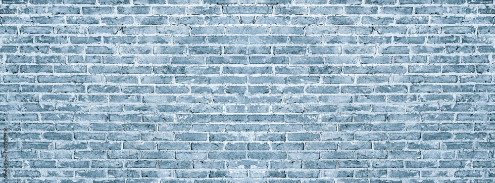 Old vintage retro style blue color bricks wall for panorama brick ...