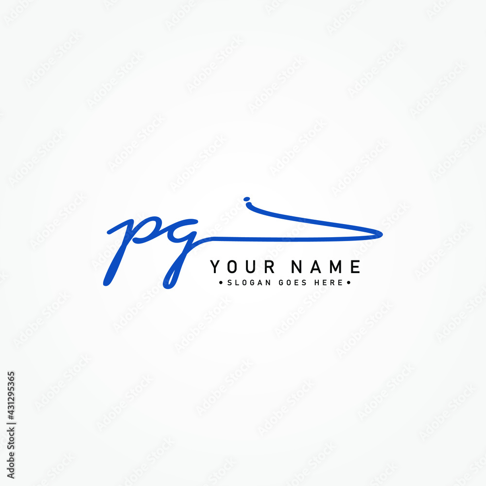 Initial Letter PG Logo - Hand Drawn Signature Logo Stock Vector | Adobe ...