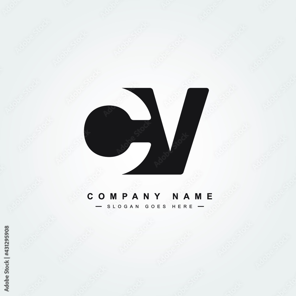 Initial Letter CV Logo - Simple Business Design Stock Vector | Adobe Stock