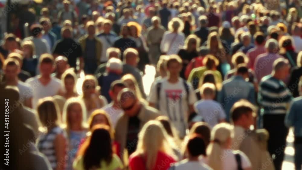 Anonymous street crowd backlight shot Stock Video | Adobe Stock