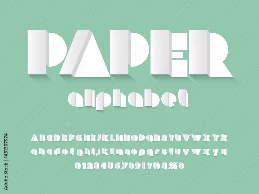 Paper folding abstract style alphabet design with uppercase, lowercase ...