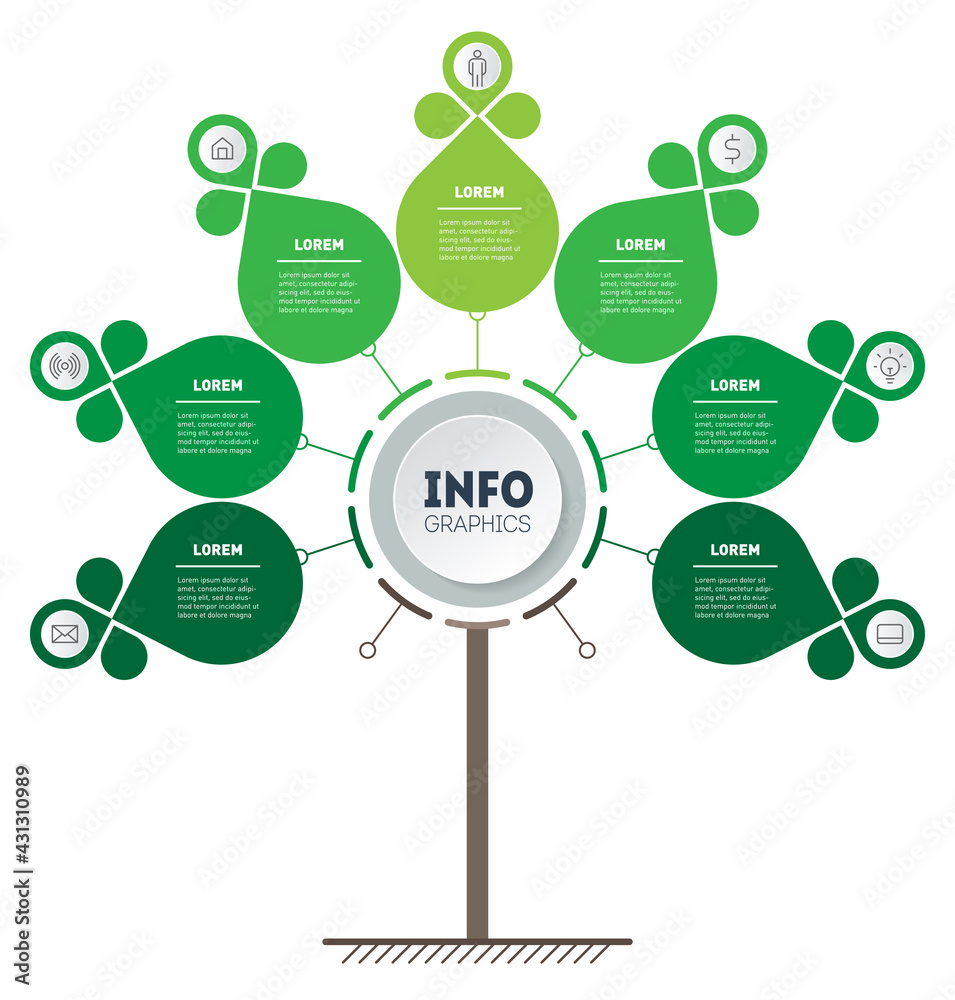 Tree of development and growth of the eco business. Info graphic of ...