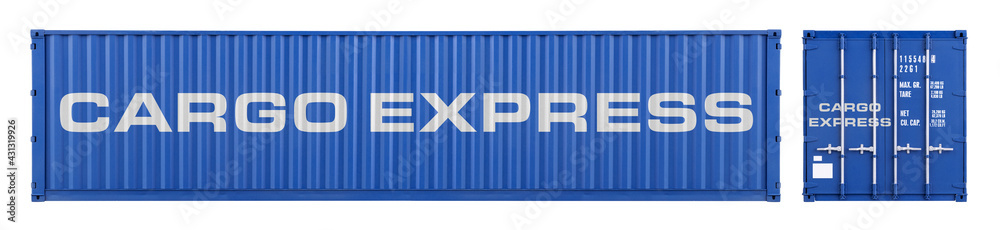 blue large shipping cargo container with cargo express lettering in ...