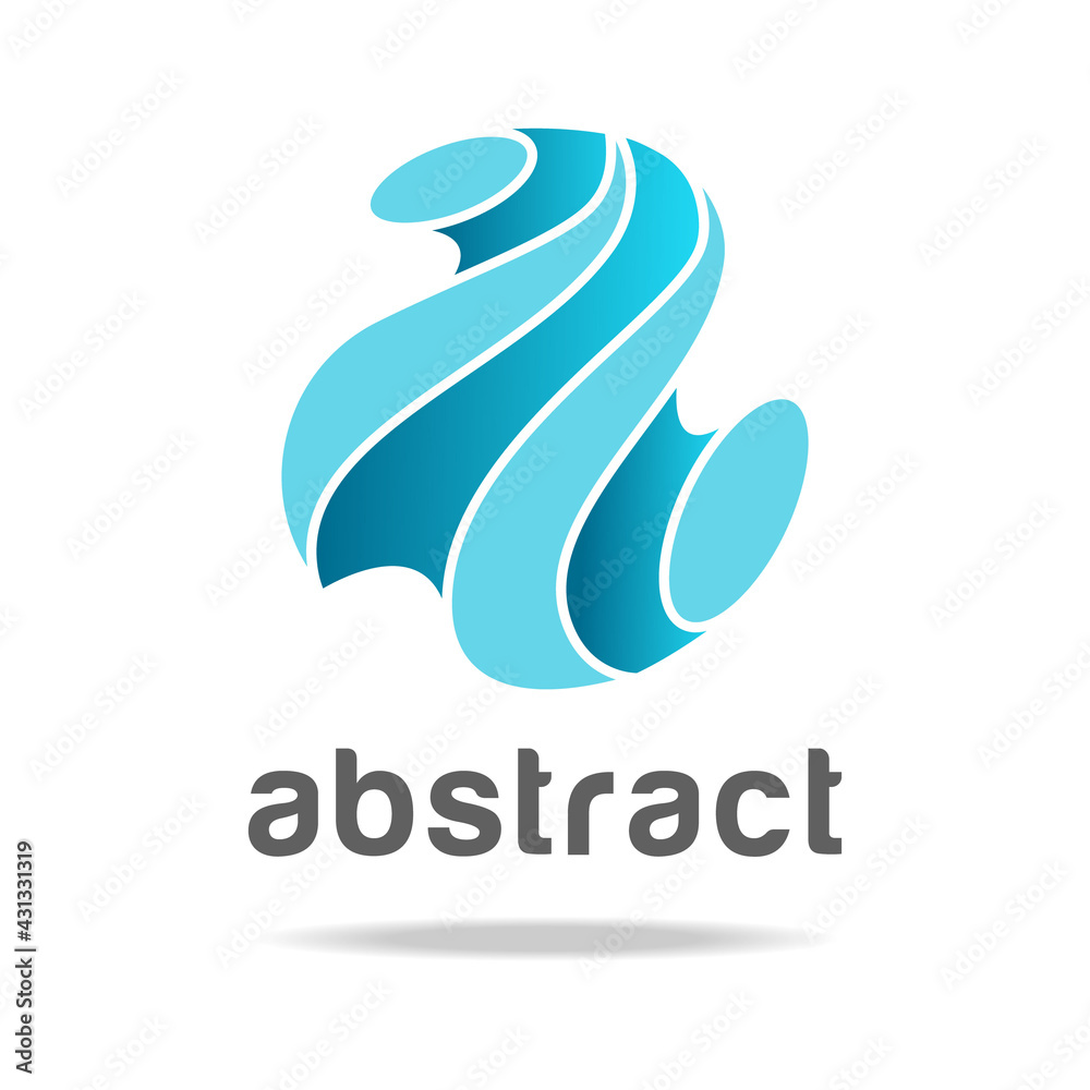 Abstract blue business logo,brand company icon,liguid wavy line shape ...