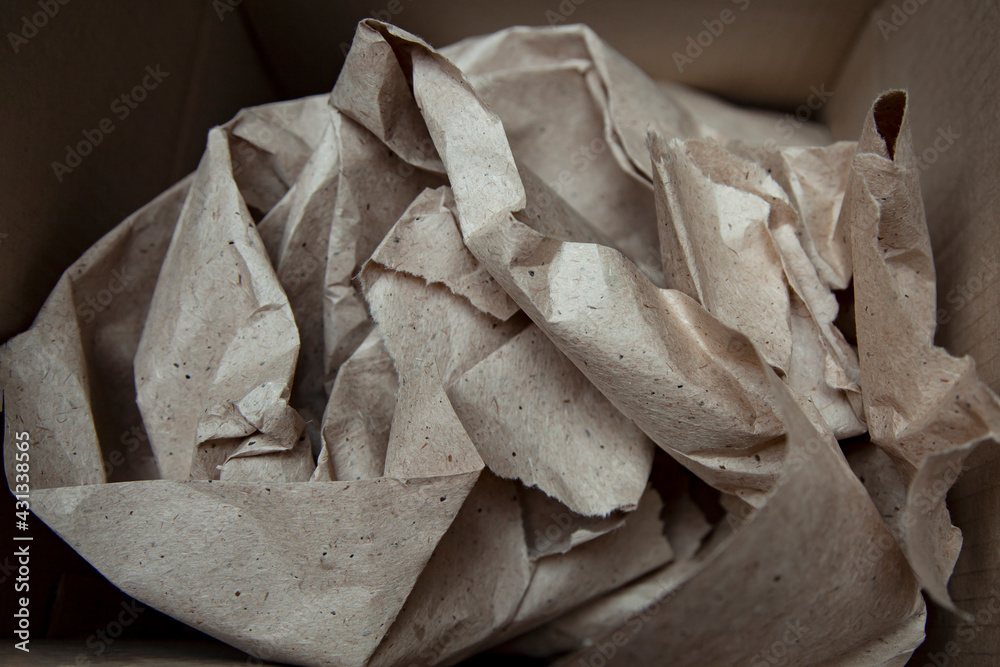 Foto de Nicely laid kraft paper. Background texture of old crumpled ...
