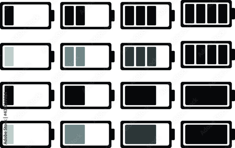 Vector battery icon set.Vector icon collection design battery level ...