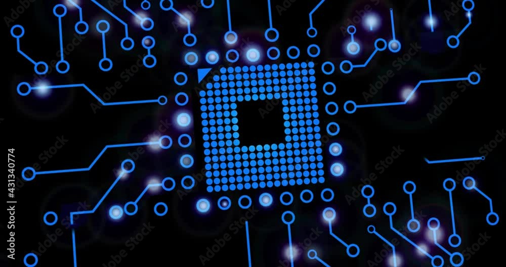 Circuit board with Light running background animated. Digital ...
