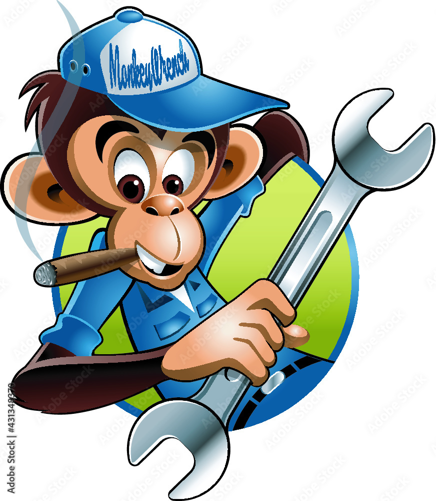 monkey with wrench Stock Vector | Adobe Stock