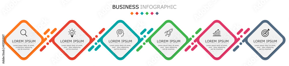 Business infographic Vector with 6 steps. Used for information,data ...
