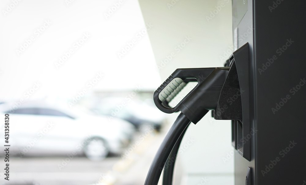 DC Quick charger Connector for EV Car in Charging Station, Side View ...