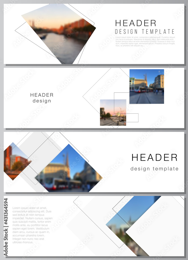 Vector layout of headers, banner design templates with geometric simple ...