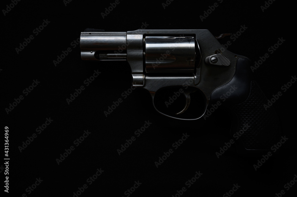 The compact revolver gun, Revolver Pistol on black background. Stock ...