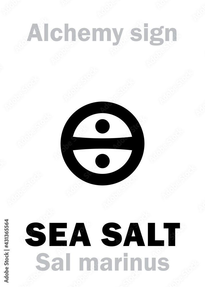 Vetor de Alchemy Alphabet: SEA SALT (Sal marinus), COMMON SALT (Sal ...