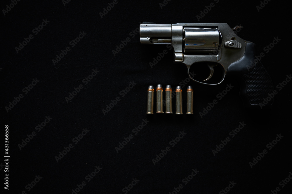The compact revolver gun, Revolver Pistol on black background. Stock ...