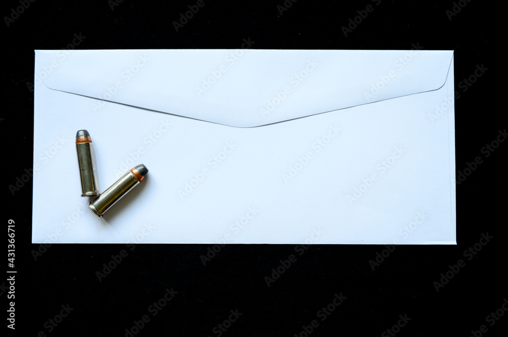Bullets with paper note and letter, suicide note Stock Photo | Adobe Stock