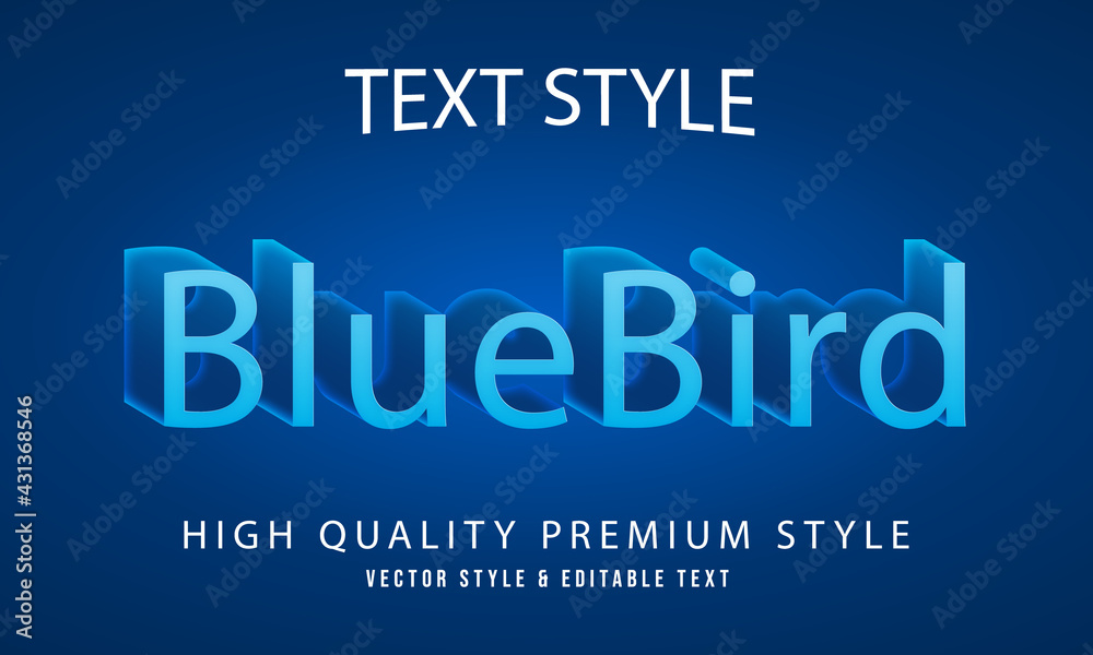 Blue Bird Text Effect Vectors, Set Elegant Abstract Blue Bird text ...