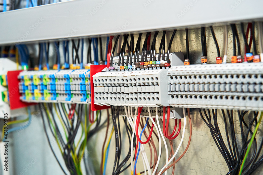 electrical panel electrical installations connectors and wiring Stock ...