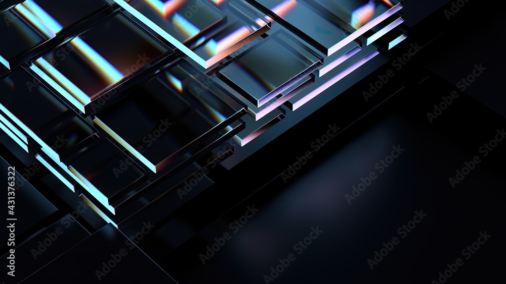 Poster 3d render of technology background with glass dispersion effect ...