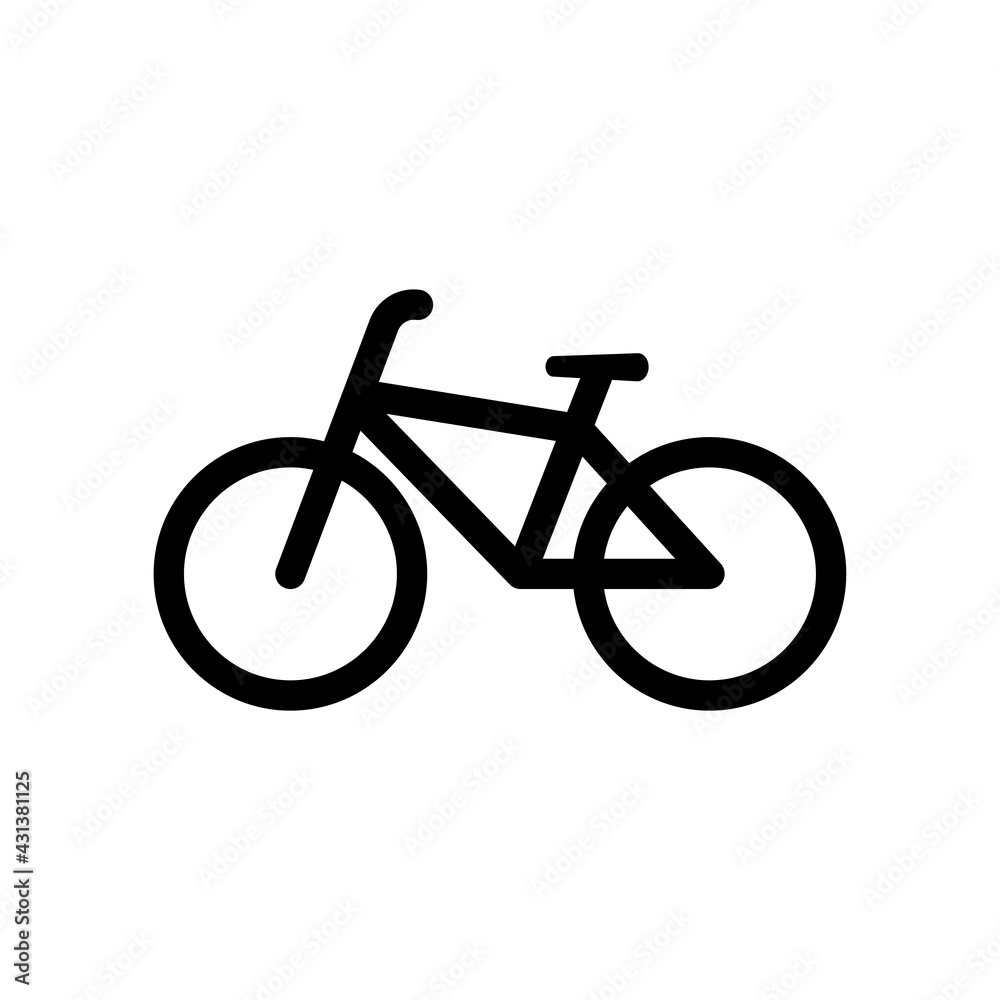 Bike icon. Black contour linear silhouette. Side view. Vector simple ...