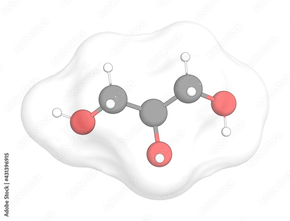 3D rendering of Glycerol with white transparent surface over a white ...