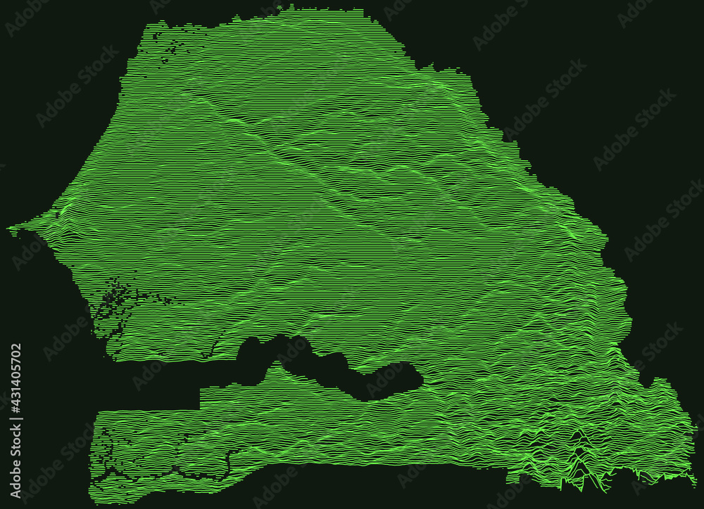 Topographic military radar tactical map of the Republic of Senegal with ...