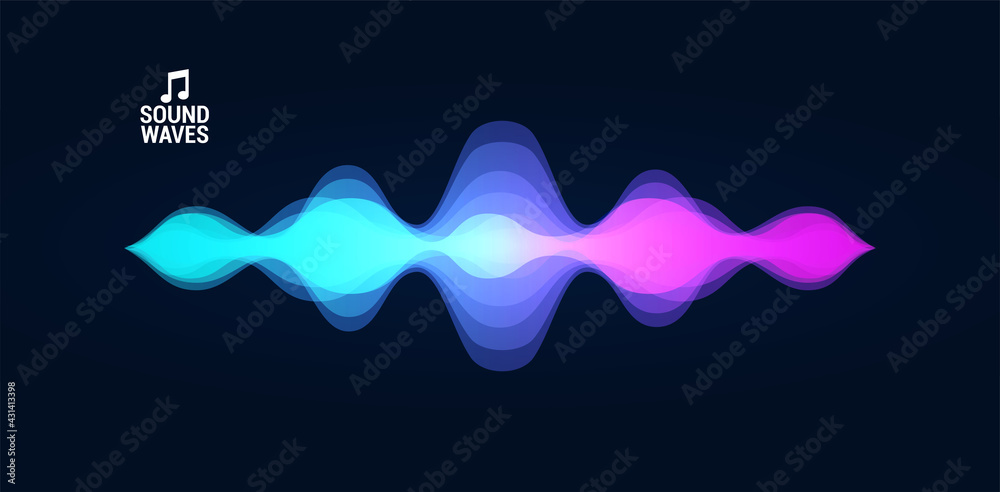 Sound recognition, audio wave, voice record. Futuristic sound wave ...