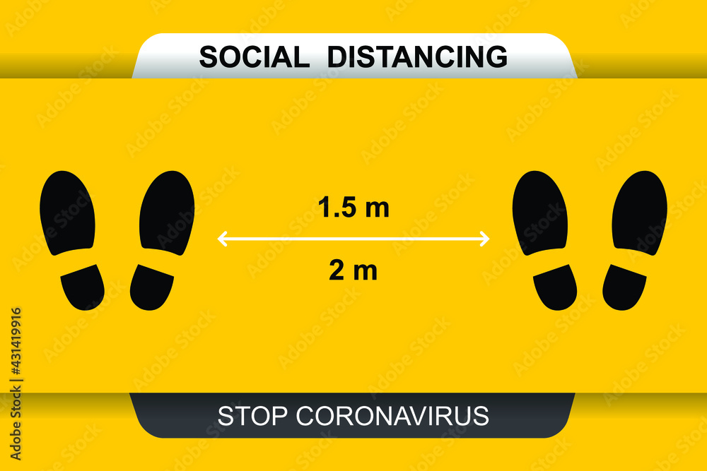 Keep your distance 1.5 or 2m. Social distancing avoiding vector image ...