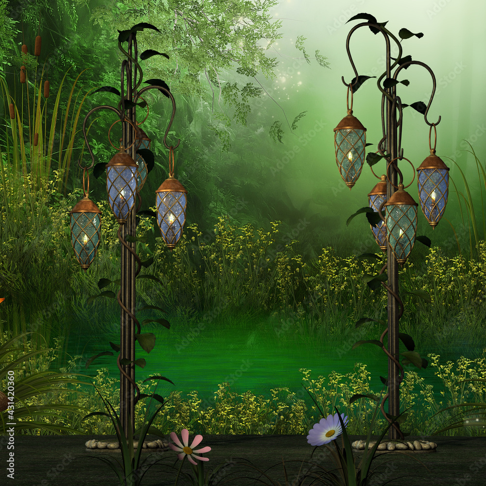3d illustration of an fantasy fairytale background Stock Illustration ...
