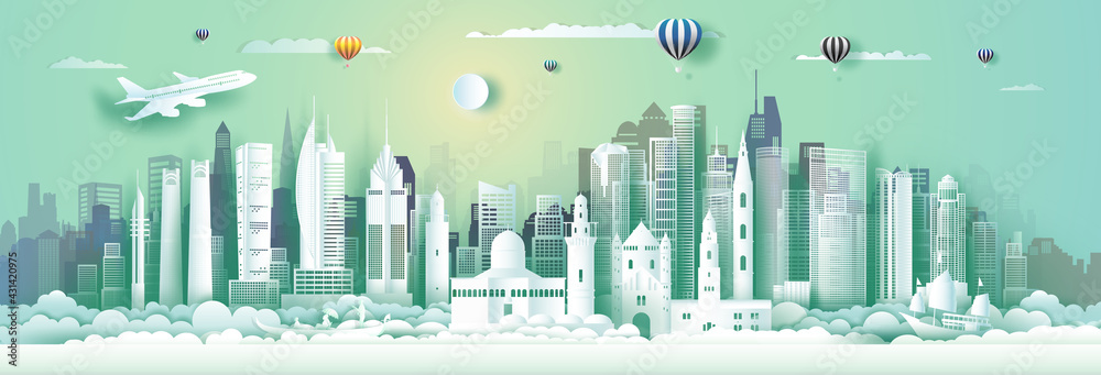 Travel landmarks Israel with modern building, skyline, skyscraper ...