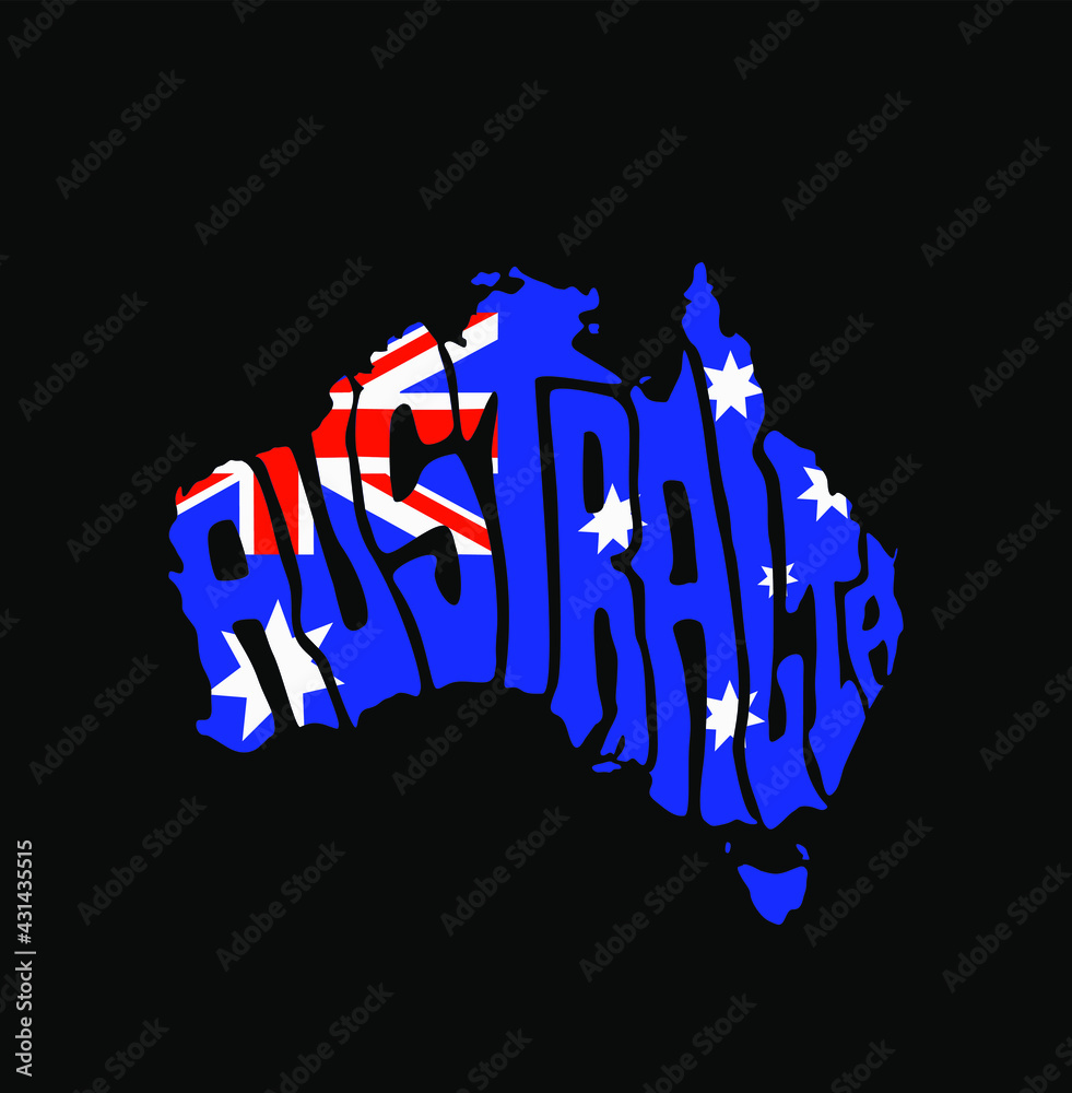 Australia Map lettering in map shape with national flag. Australia map ...
