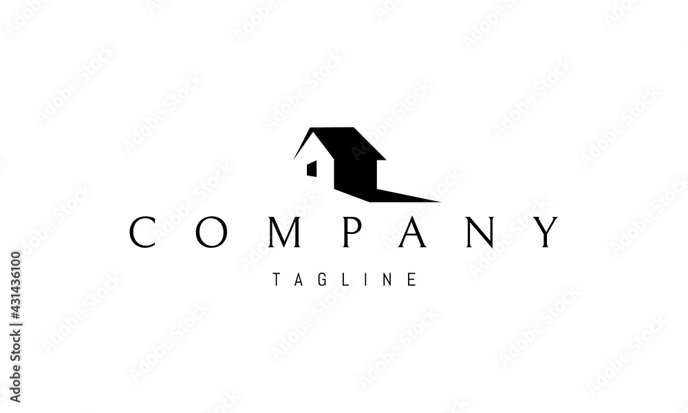Vector logo on which an abstract image of a house casting a shadow ...