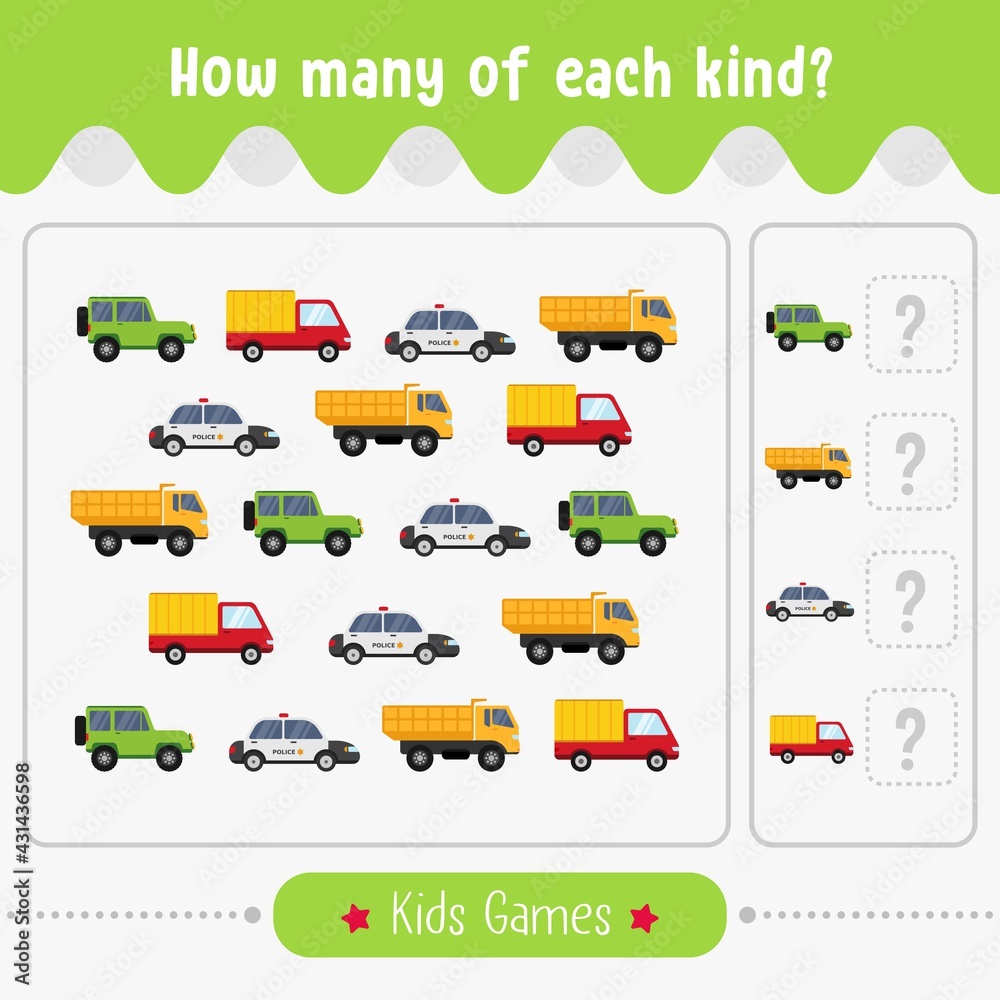 Counting educational children game. Kids activity for preschool ...